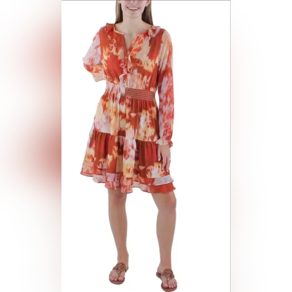 Belldini | Dresses | Xl Belldini Collection Tiedye Rudt Orange Dress ...